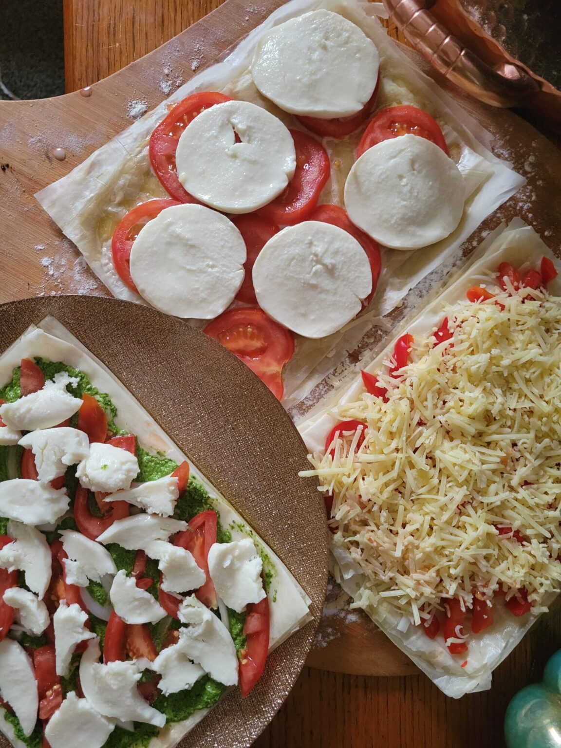 BBQ Phyllo Dough Pizza w/ Tomatoes & Mozzarella - Catfish Out of Water